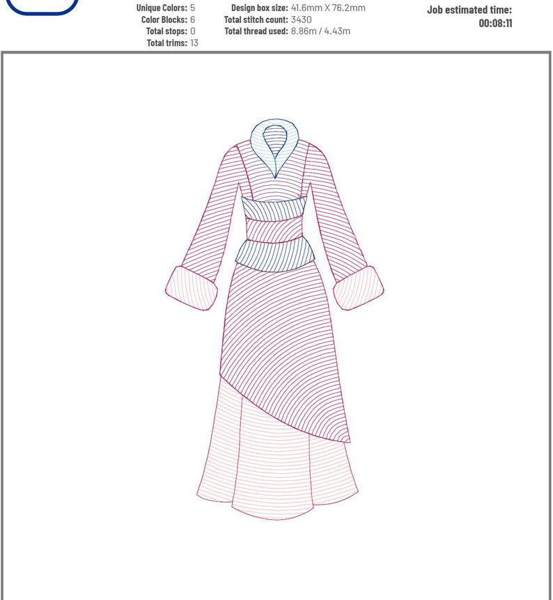 Cartoon Inspired Princess Dress Machine Embroidery Design, Mulan Dress ...