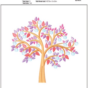Colorful Spring Tree Machine Embroidery Design, Apple Tree Embroidery ...