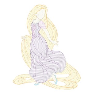 Cartoon Princess Rapunzel Inspired Sketch Machine Embroidery Design, Instant Download 7 Sizes - Etsy