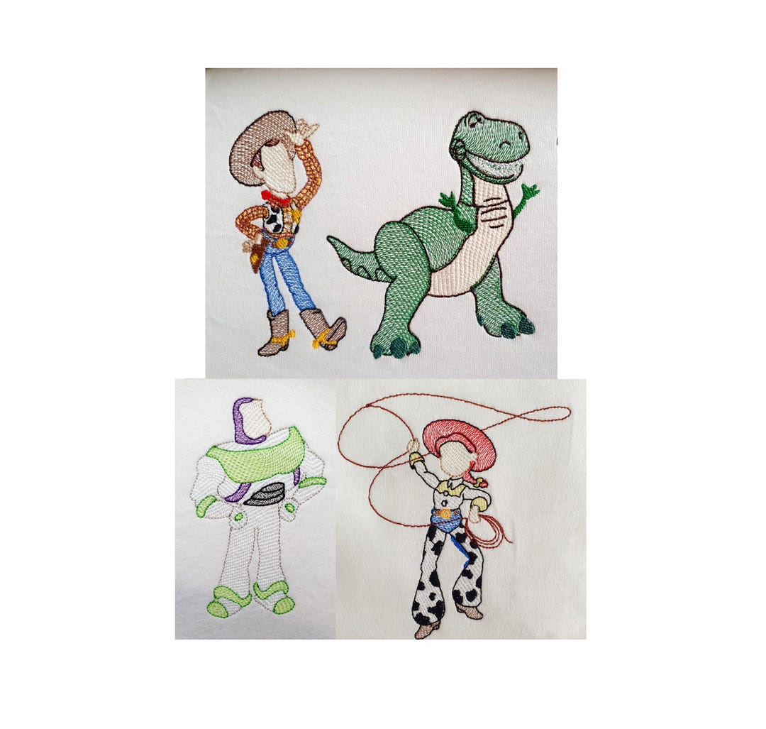 Cartoon Inspired Machine Embroidery Design Bundle, Sketch Fill Toy ...