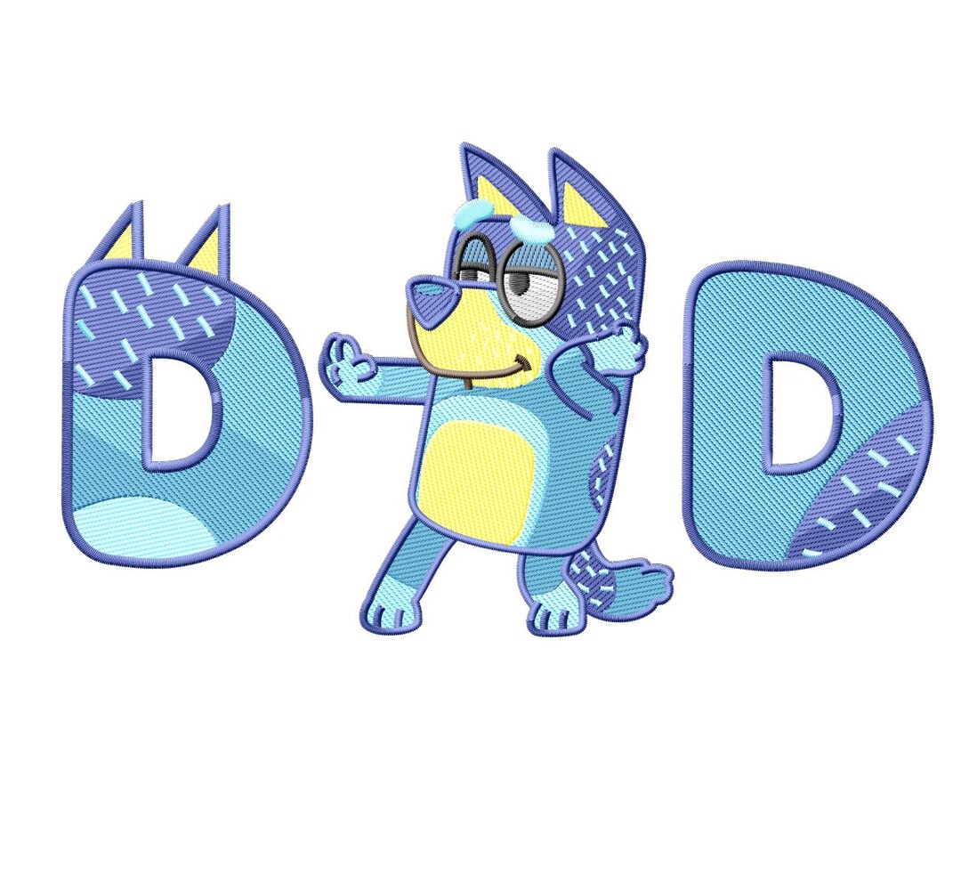 Cartoon Dad Blue Dog Machine Embroidery Design, Father's Day Embroidery ...