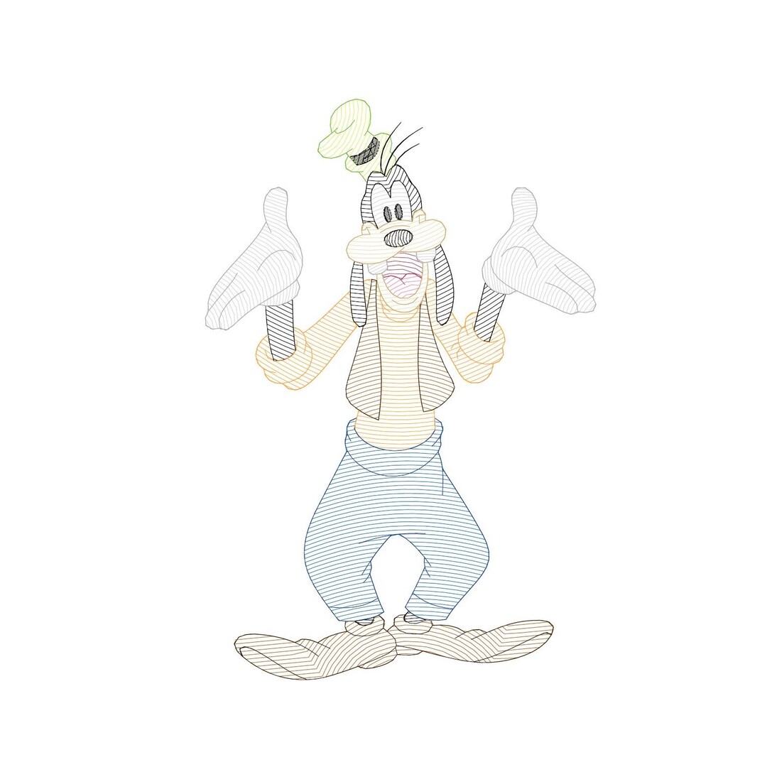 Cartoon Inspired Goofy Sketch Machine Embroidery Design, Instant ...