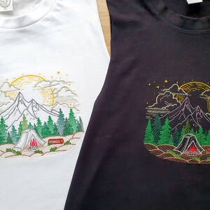Outdoor Mountain and Forest Scene Machine Embroidery, Camping Adventure ...