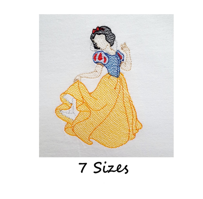 Cartoon Inspired Snow White Machine Embroidery Design, Princess Sketch ...
