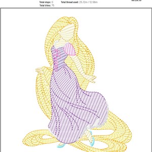 Cartoon Princess Rapunzel Inspired Sketch Machine Embroidery Design, Instant Download 7 Sizes - Etsy