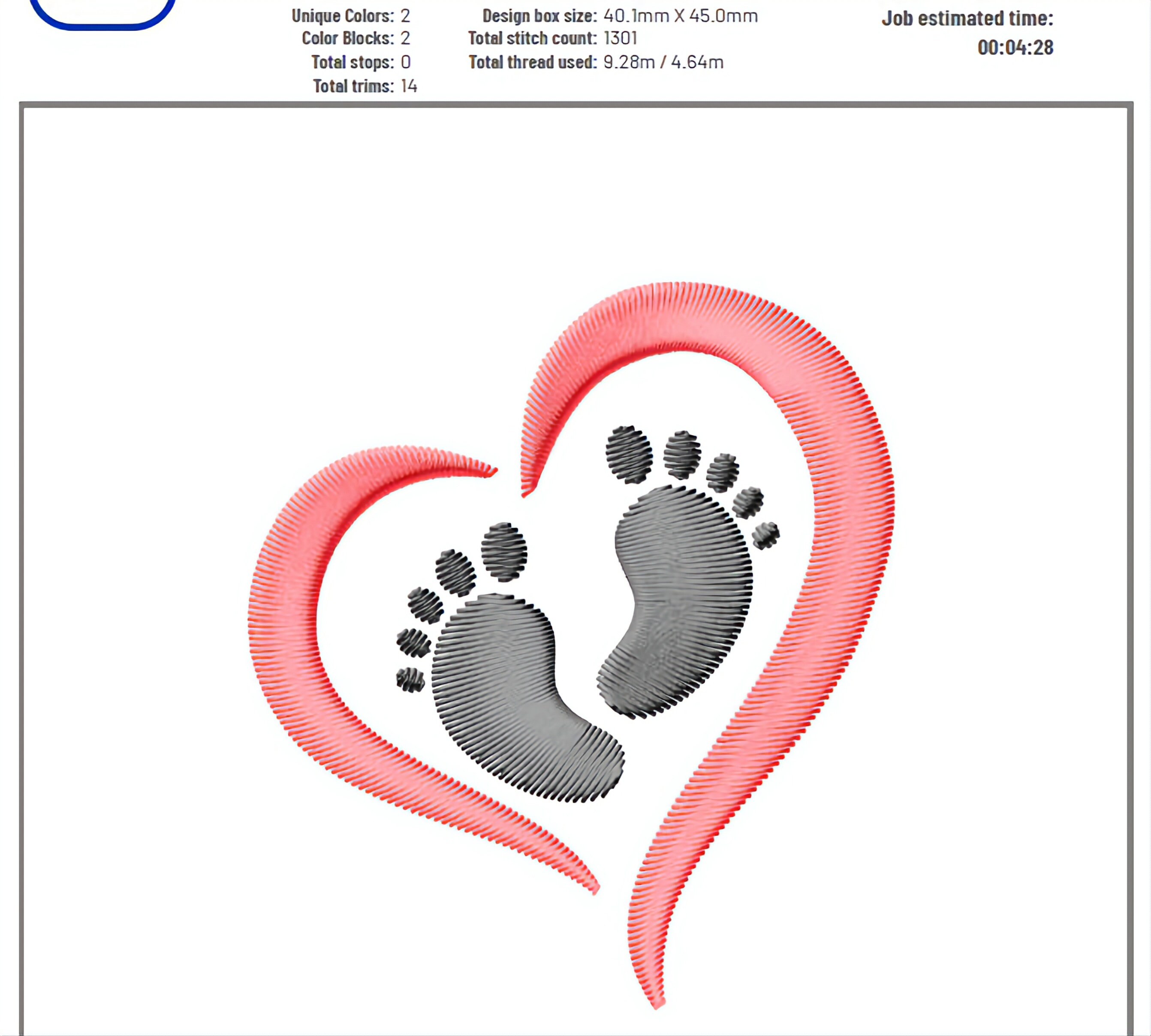 Mini Baby Feet Embroidery Design, Baby Feet in Heart Digital Embroidery ...