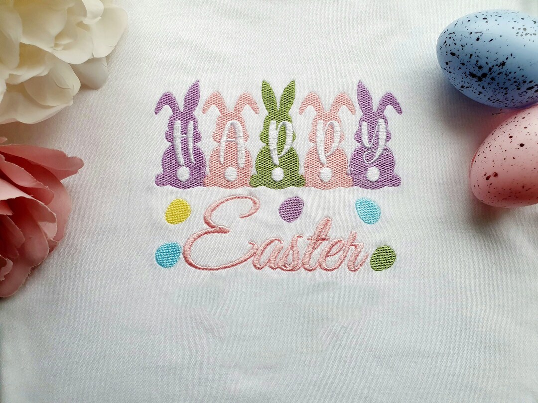Happy Easter Embroidery Design, Easter Machine Embroidery File, Easter ...