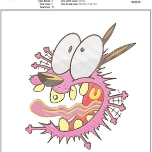 Scared Pink Dog Embroidery Design, Cartoon Dog Machine Embroidery ...