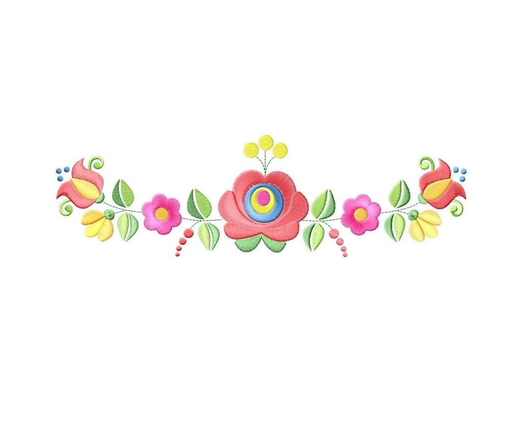 Hungarian Floral Folk Style Machine Embroidery Design, Colourful Flower ...