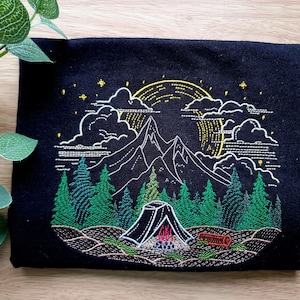 Outdoor Mountain and Forest Scene Machine Embroidery, Camping Adventure ...