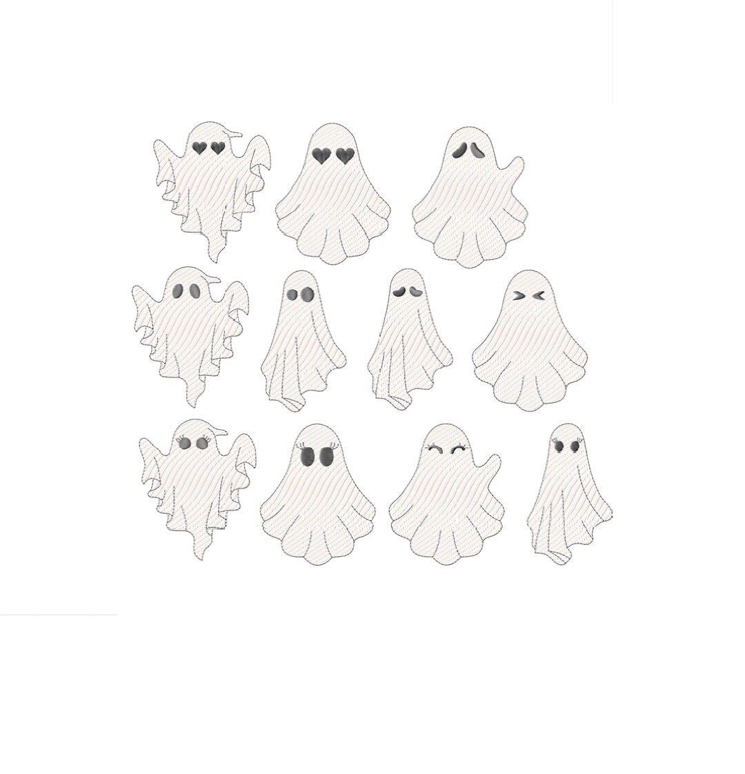 Sketch Ghost Machine Embroidery Design Bundle, Boy and Girl Halloween ...