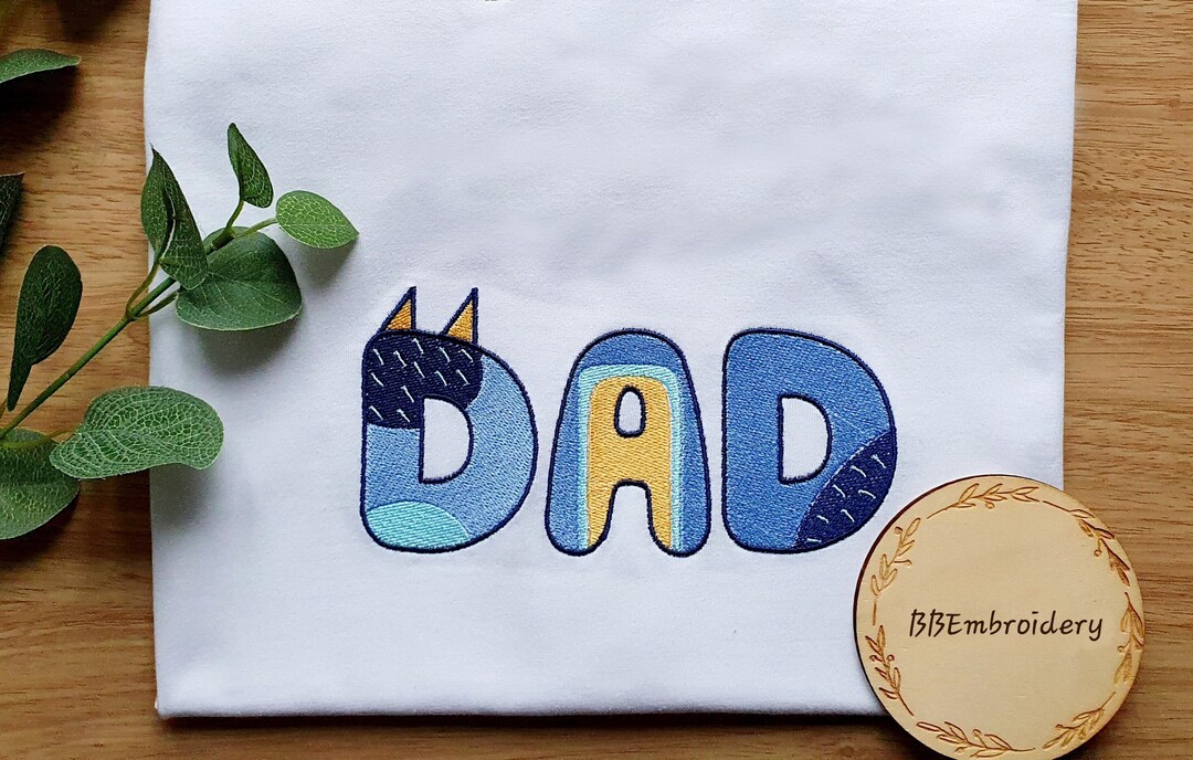 Cartoon Dad Blue Dog Machine Embroidery Design, Father's Day Embroidery ...