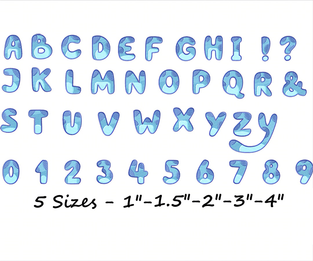 Cartoon Blue Dog Style Machine Embroidery Font Design, Instant Download ...