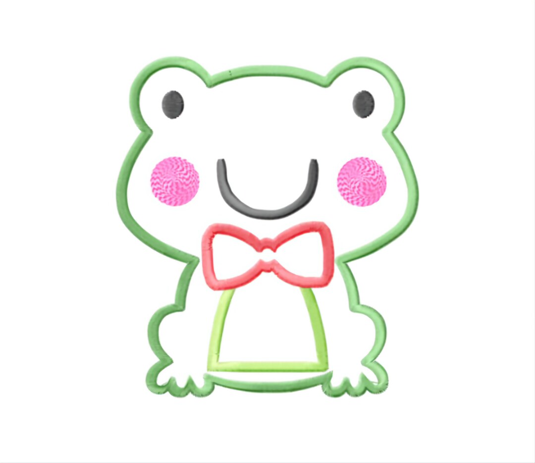 Frog Applique Embroidery Design, Bow Tie Frog Machine Embroidery ...