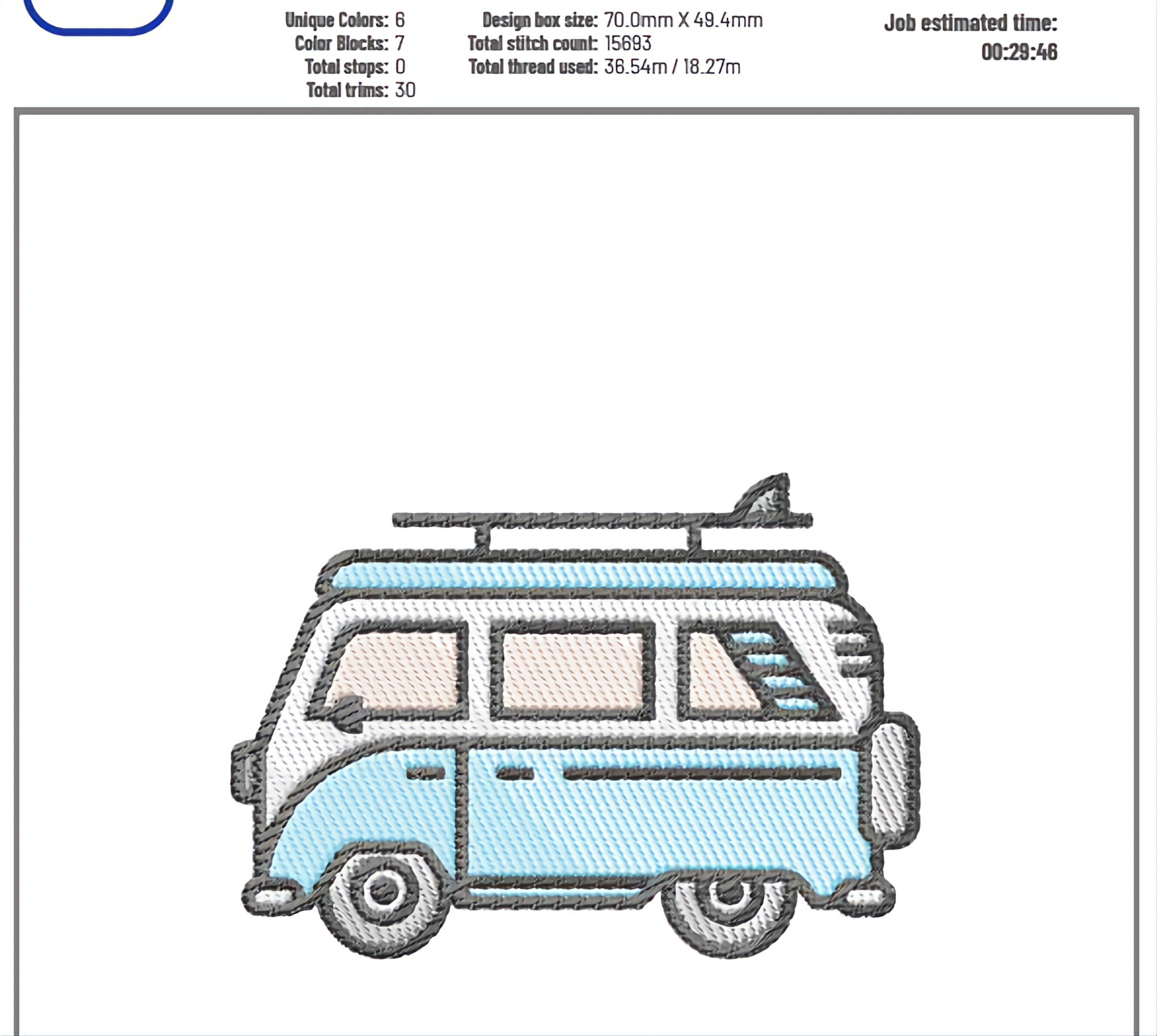 Camper Van Machine Embroidery Design, Retro Van Embroidery File ...
