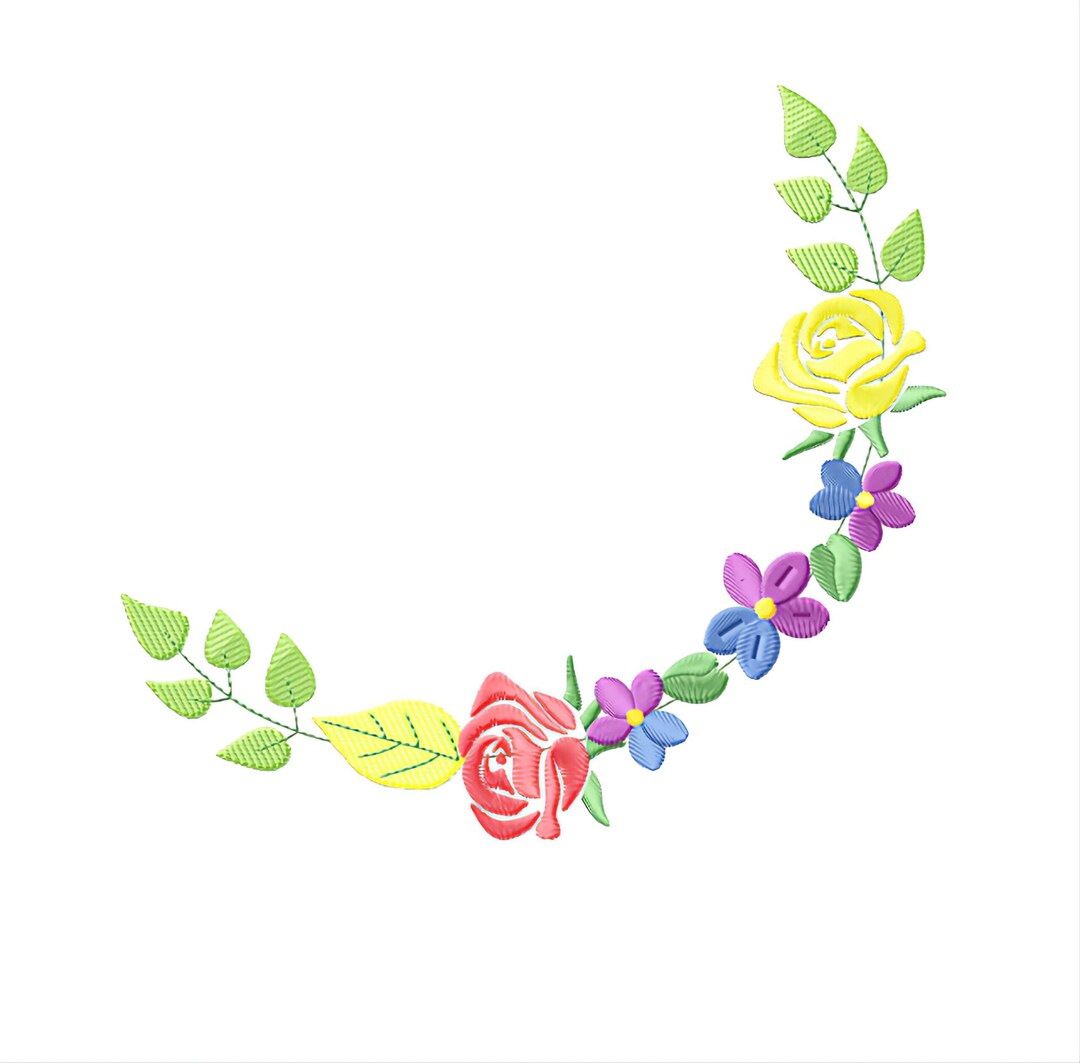 Flowers Frame Machine Embroidery Design, Flower Wreath Embroidery ...