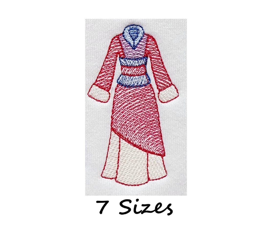 Cartoon Inspired Princess Dress Machine Embroidery Design, Mulan Dress ...