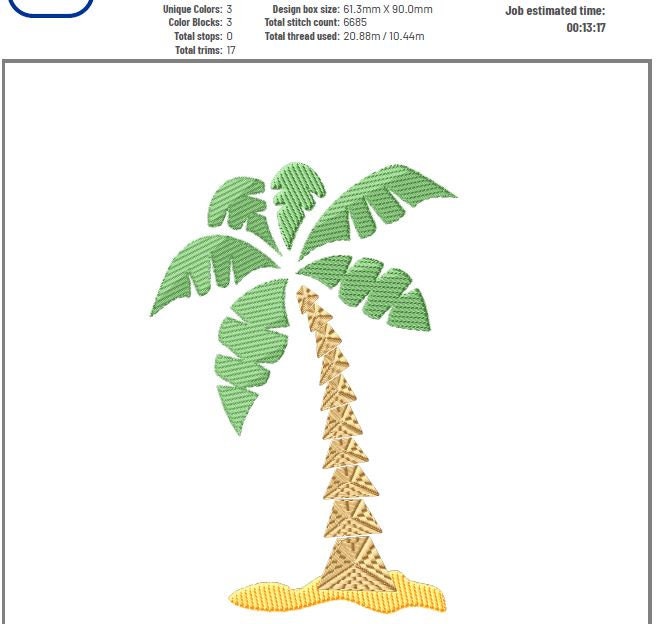 Palm Tree Embroidery Design, Beach Machine Embroidery Design, Instant ...