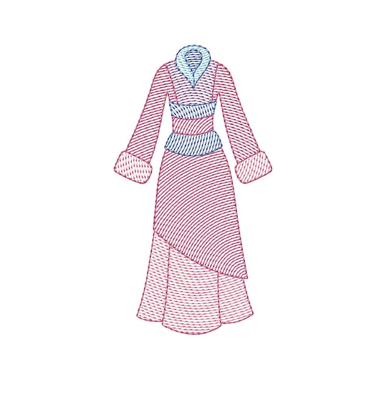 Cartoon Inspired Princess Dress Machine Embroidery Design, Mulan Dress ...