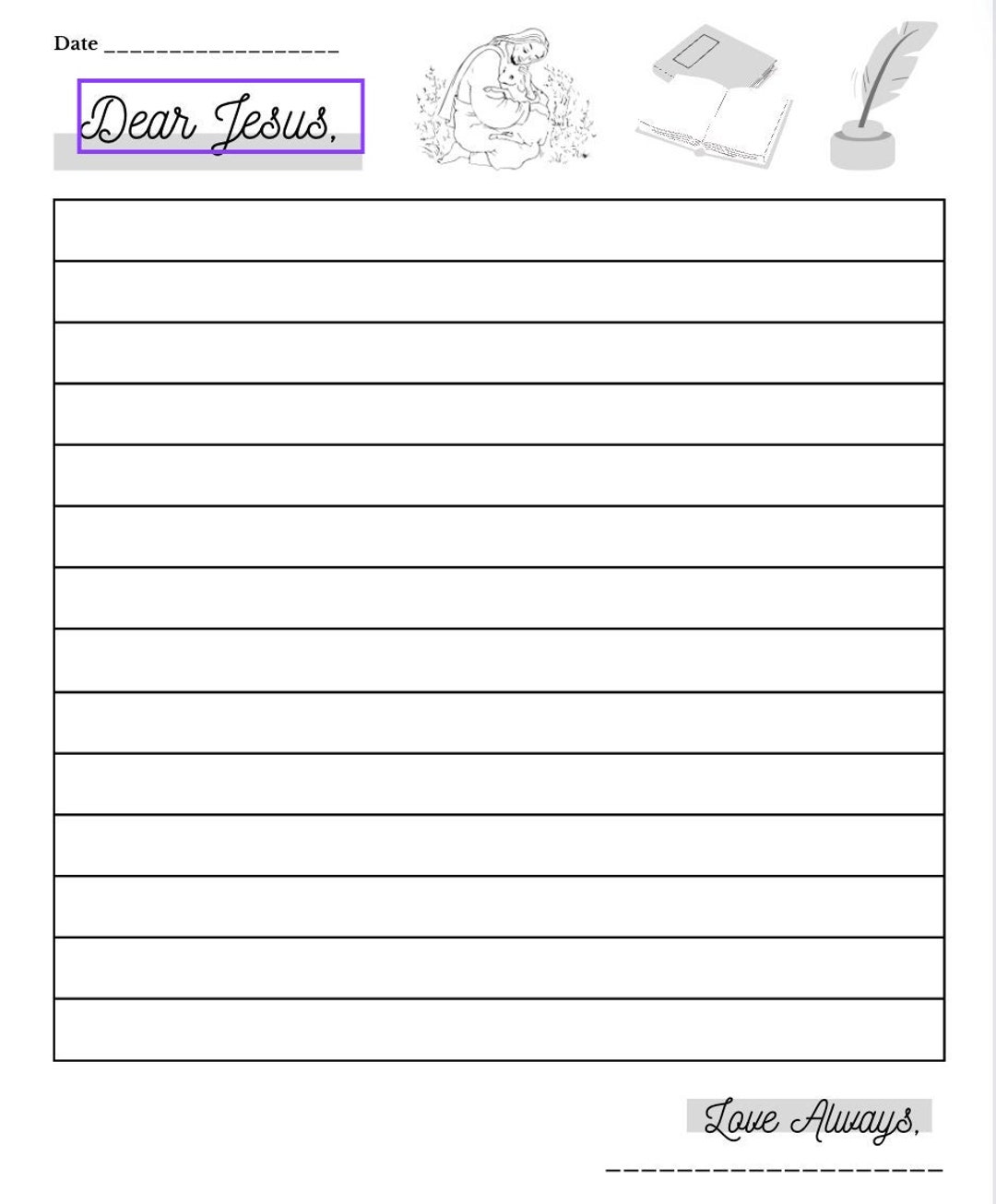 Dear Jesus, Letter to God, Journal Page - Etsy