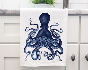 Octopus Kitchen Tea Towel Kitchen Towel Bridal Shower Gift Wedding ...