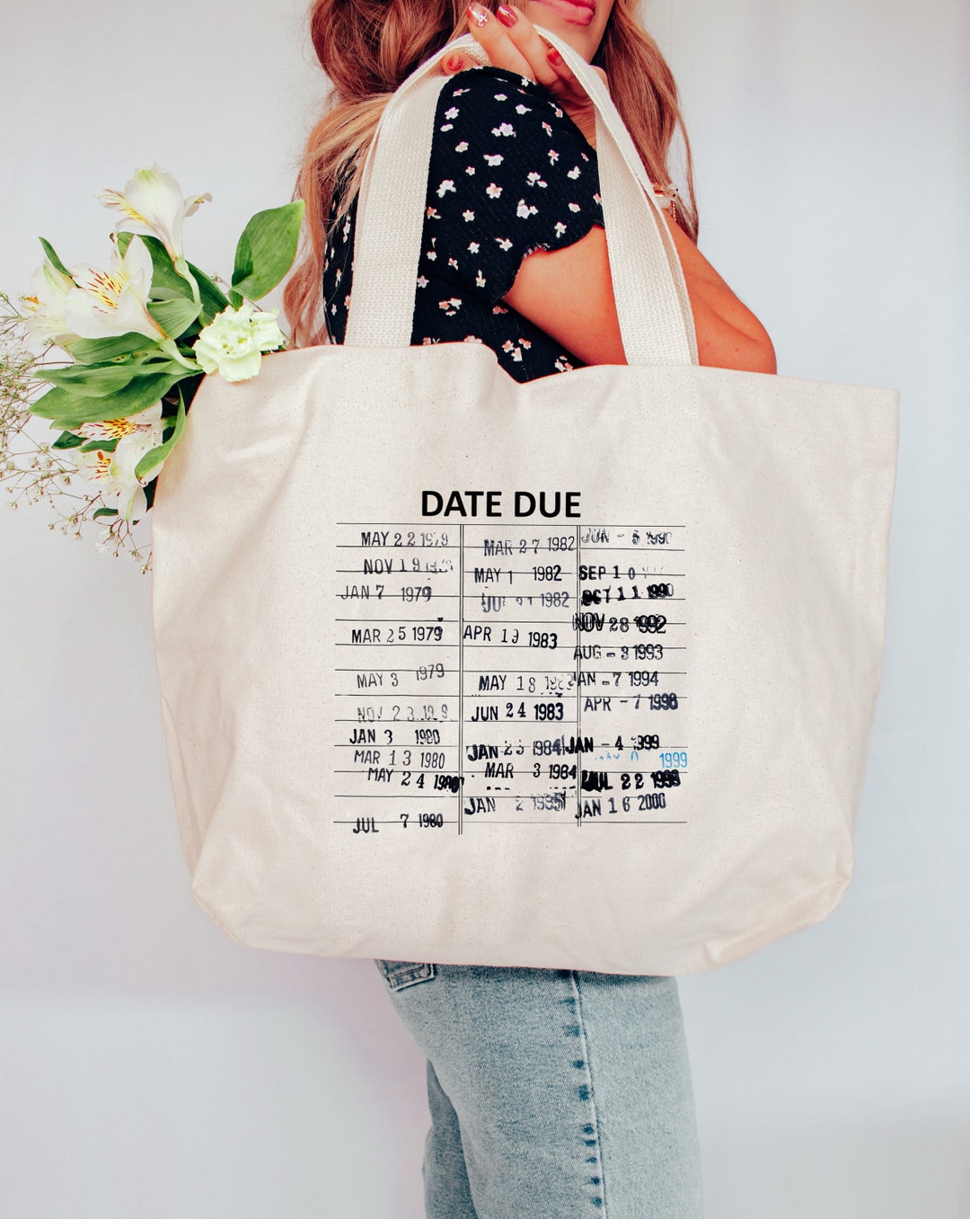 Library Card Date Due Tote Bag With 2 Sizes - Etsy