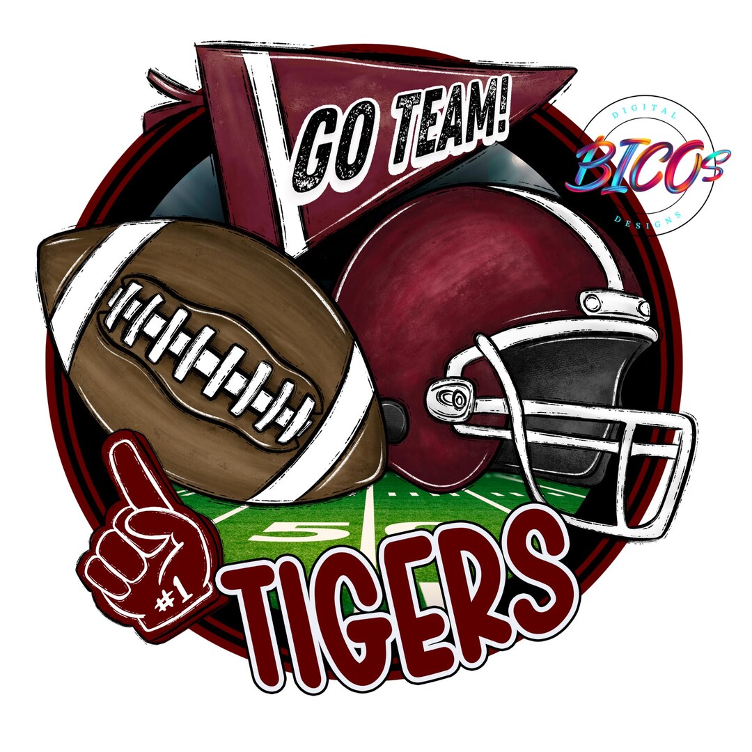 Tigers Football PNG, Maroon, High Resolution Png, DESIGN ONLY **mockup ...