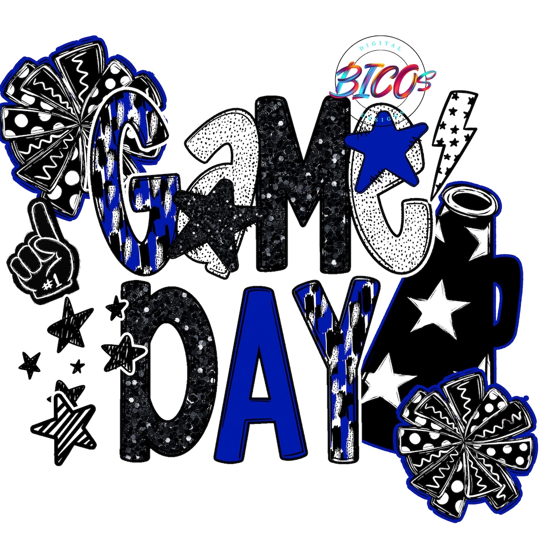 Game Day Cheer Megaphone Design, Brushstroke Alpha, PNG, Blue, High ...