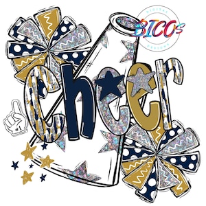 Holographic-navy-gold, Cheer Megaphone Design, Brushstroke Alpha, PNG ...