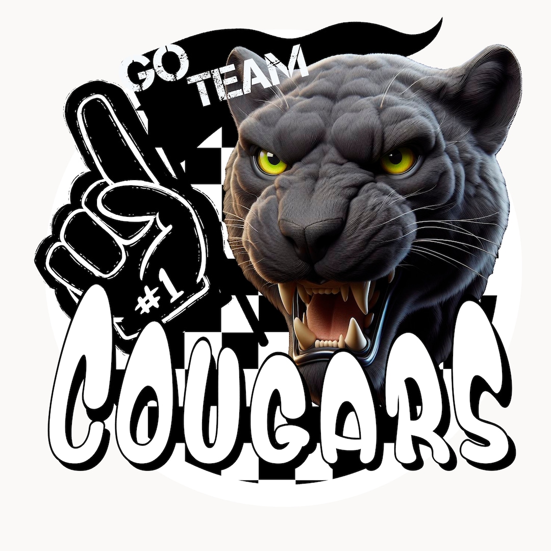 Cougars Mascot, Black, School Spirit, High Resolution PNG,300DPI Design ...
