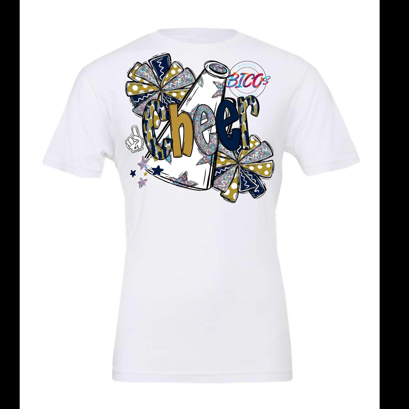 Holographic-navy-gold, Cheer Megaphone Design, Brushstroke Alpha, PNG ...