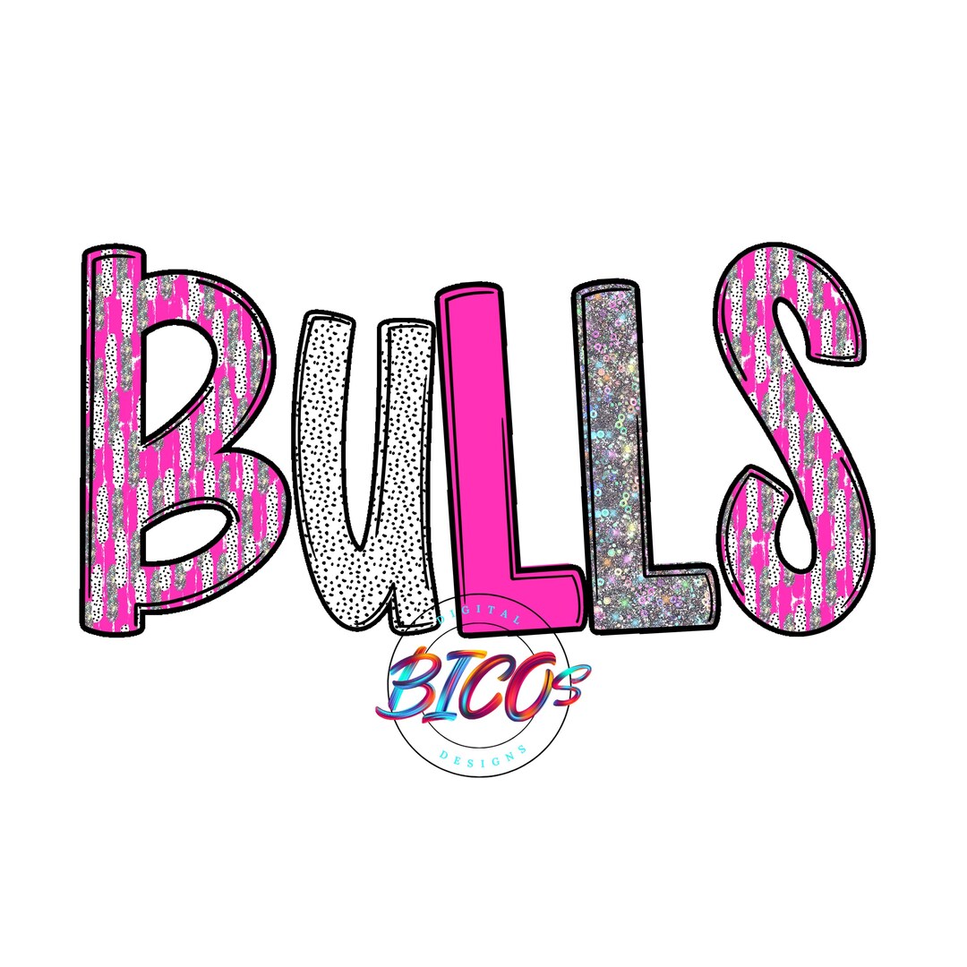 Bulls Scrape Letters, Pink, High Res PNG, Design Only mockup Visual ...