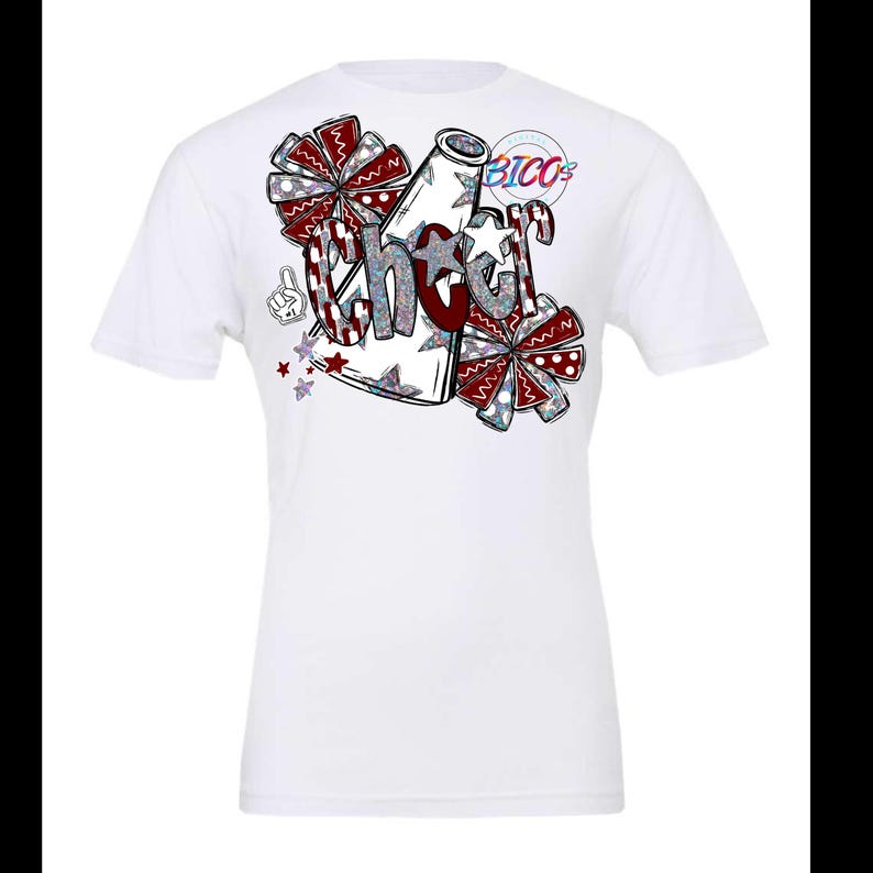 Holographic-white-maroon, Cheer Megaphone Design, Brushstroke Alpha ...