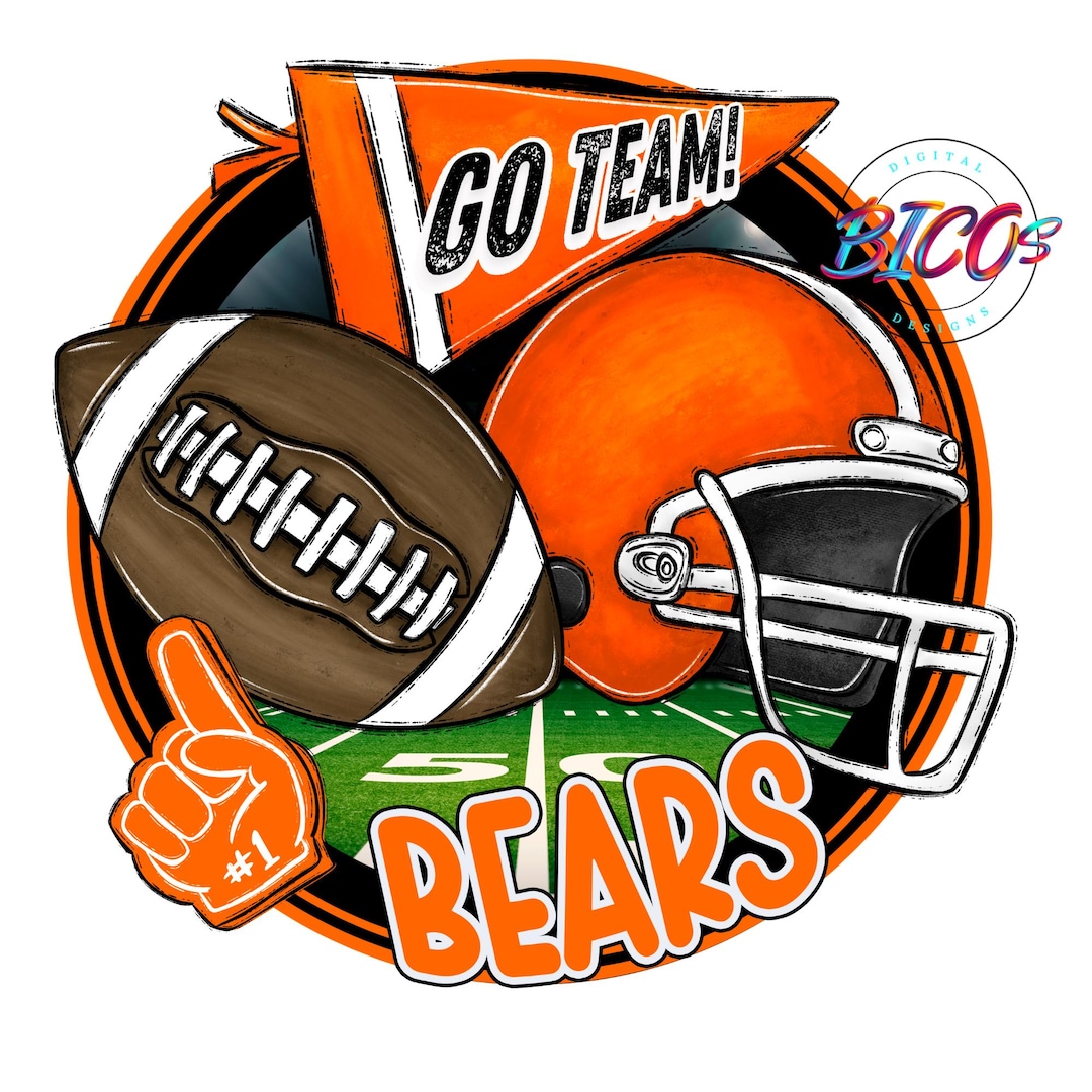 Bears Football PNG, Orange, High Resolution Png, DESIGN ONLY **mockup ...