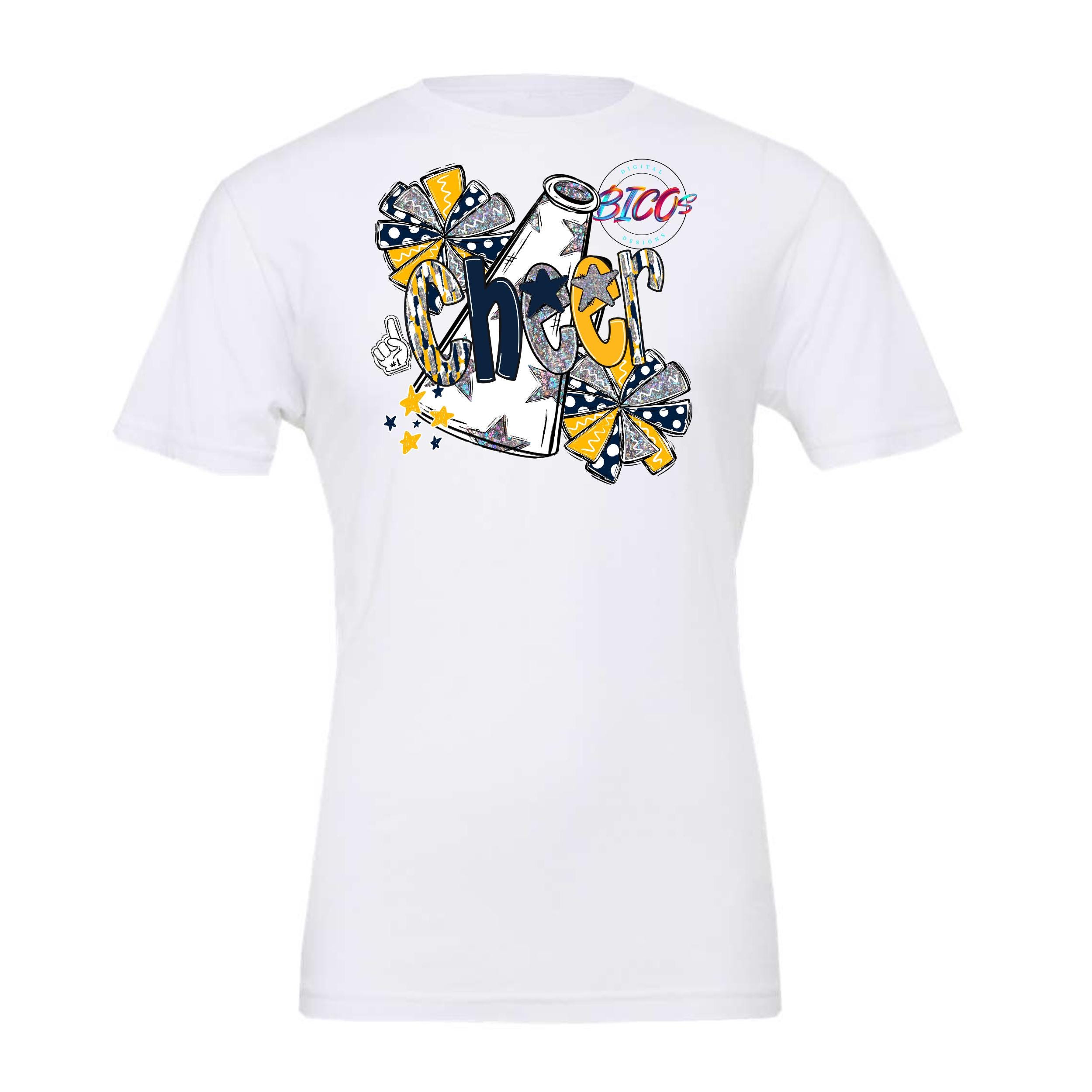 Holographic-navy-yellow, Cheer Megaphone Design, Brushstroke Alpha, PNG ...