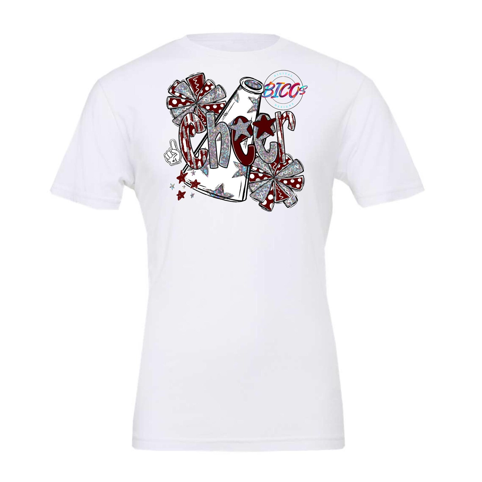 Holographic-white-maroon, Cheer Megaphone Design, Brushstroke Alpha ...