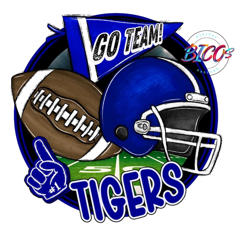 Tigers Football PNG, Blue, High Resolution Png, DESIGN ONLY **mockup ...