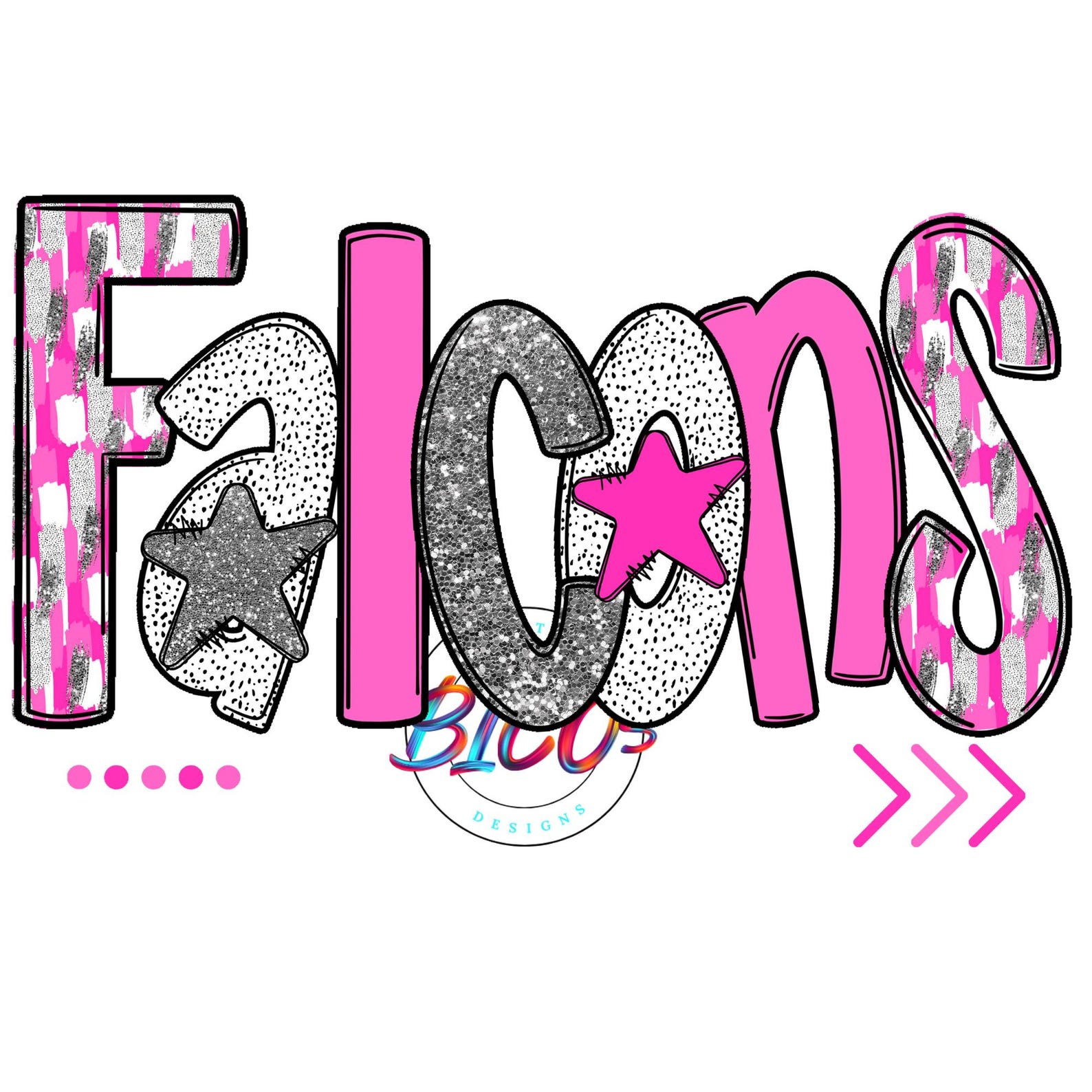 Falcons Scrape Letters, Pink, High Res PNG, Design Only mockup Visual ...