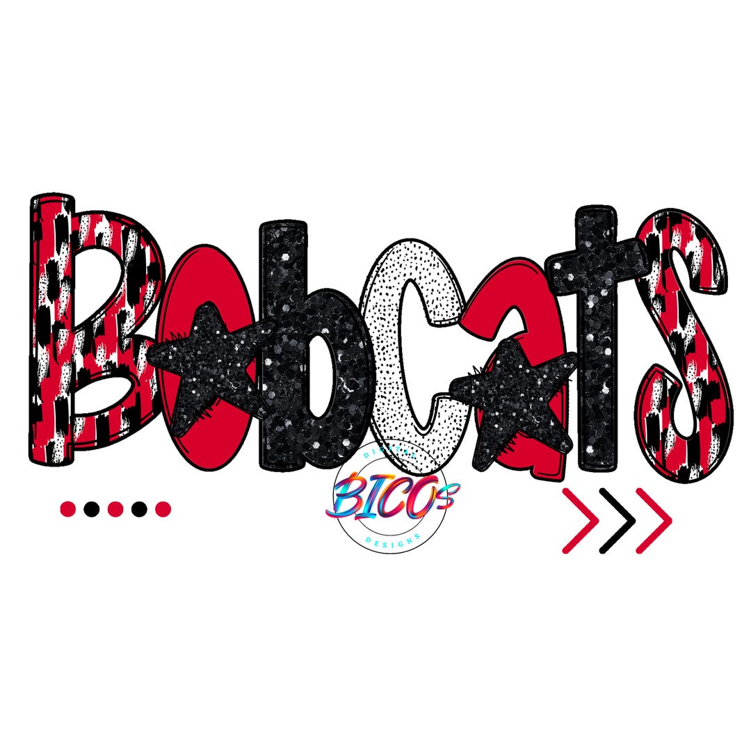 Bobcats Scrape Letters, Red, High Res PNG, Design Only mockup Visual ...
