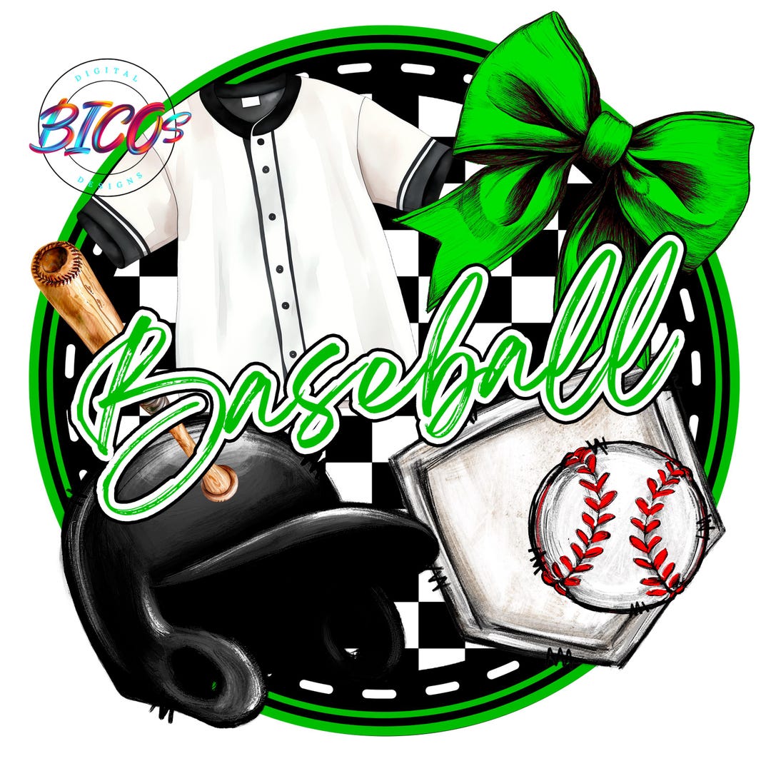 Baseball Design PNG, Bright Green, High Resolution Mockup Visual ...