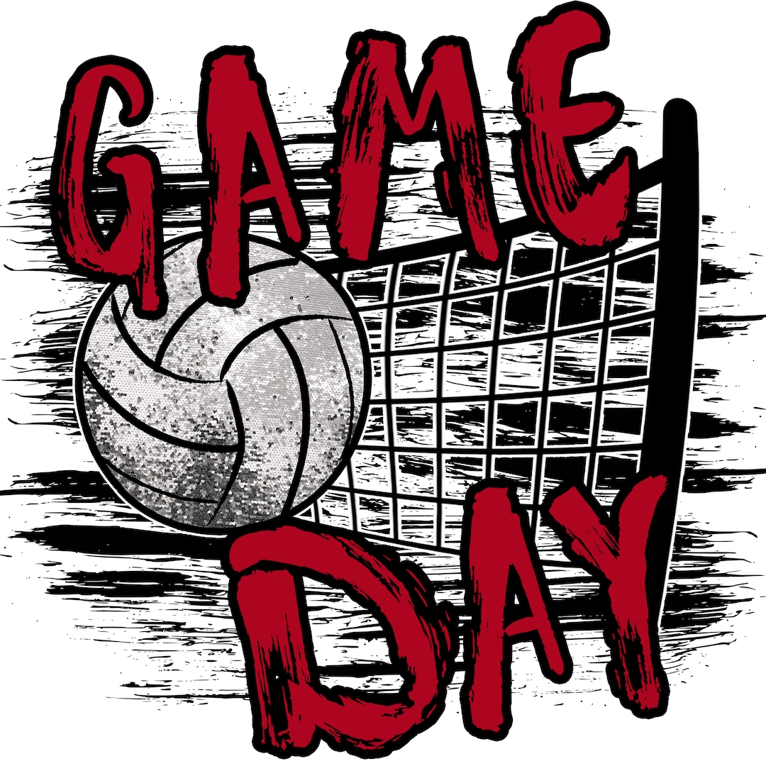 Game Day Volleyball Red Letters Sequins VB, High Resolution Png,12x12 ...