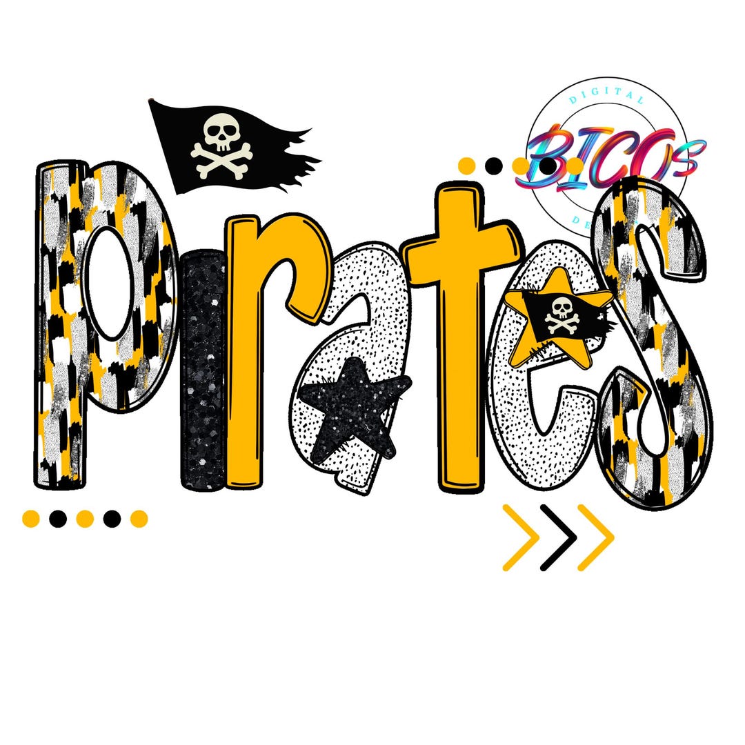 Pirates Scrape Letters, Yellow, High Res PNG, Design Only mockup Visual ...