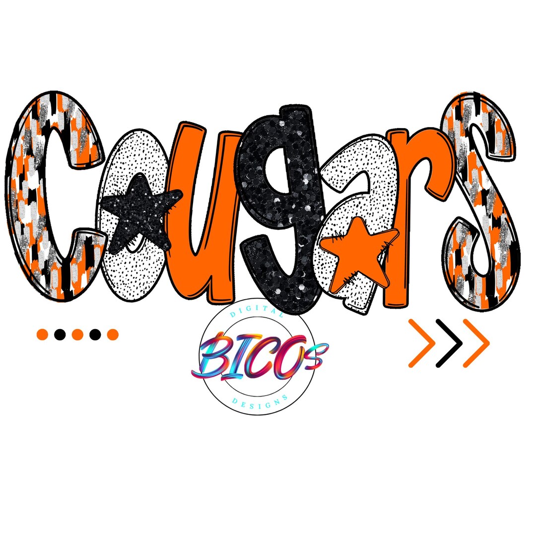 Cougars Scrape Letters , Orange, High Res PNG, Design Only mockup ...