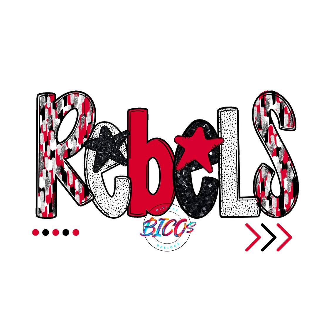 Rebels Scrape Letters, Red, High Res PNG, Design Only mockup Visual ...