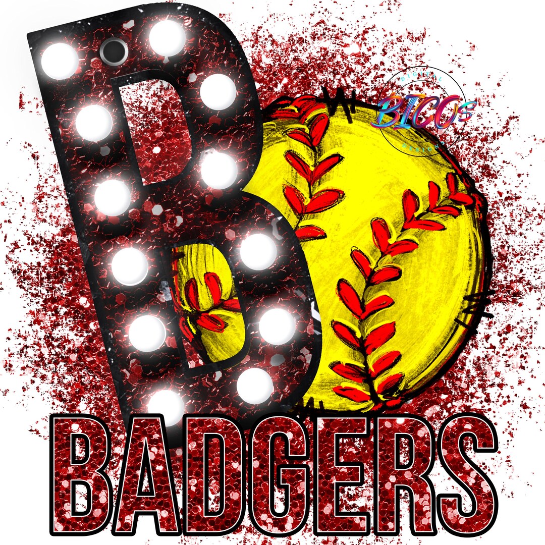 Badgers Marquee Softball, Red, School Spirit, High Res PNG, Design Only ...