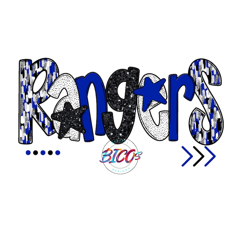 Rangers Scrape Letters, Blue, High Res PNG, Design Only mockup Visual ...