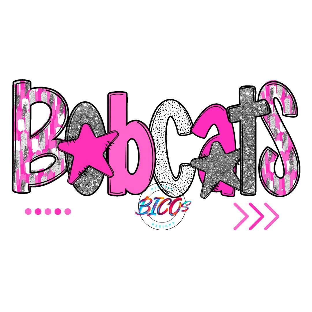 Bobcats Scrape Letters, Pink, High Res PNG, Design Only mockup Visual ...
