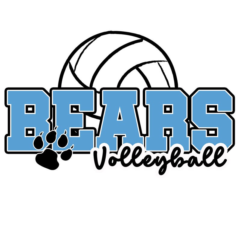 Bears Volleyball, Columbia Blue, High Resolution PNG,300DPI Design Only ...