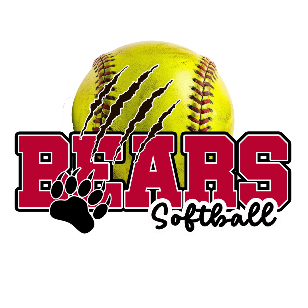 Bears Softball, Red, High Resolution PNG,300DPI Design Only **mockup ...
