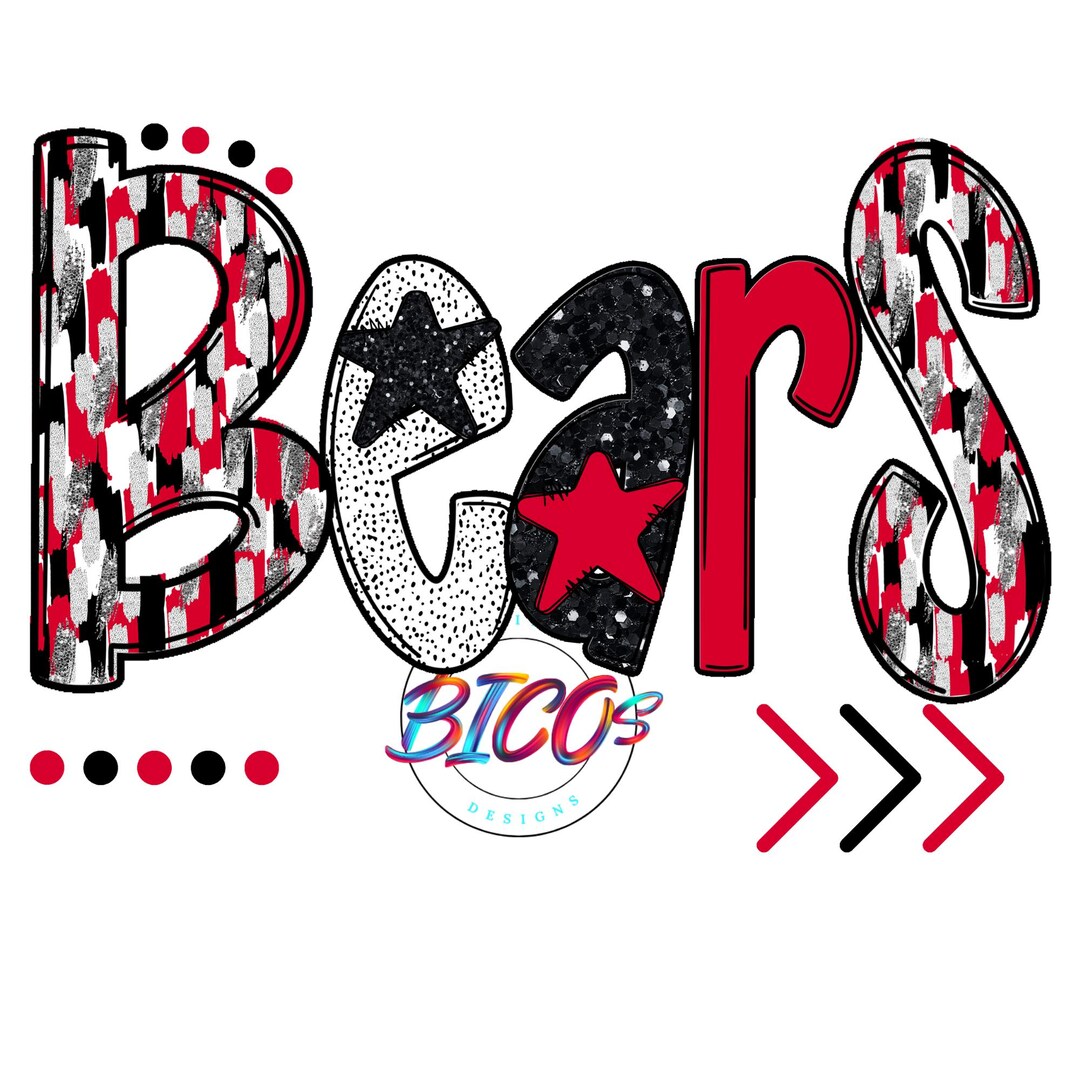 Bears Scrape Letters , Red, High Res PNG, Design Only mockup Visual ...